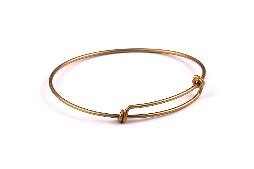 Adjustable Bangle Bracelet - Raw Brass Bracelet - Double Loops ...