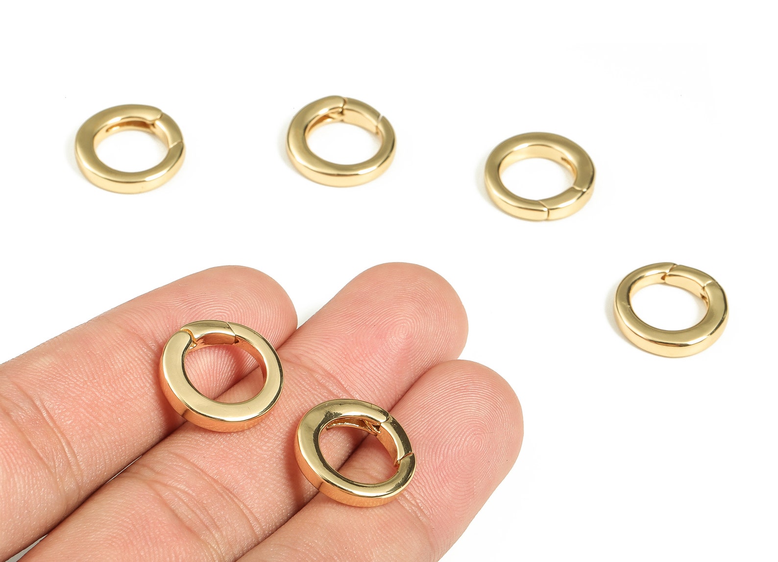 Brass Spring Clasps - Gold Circle Shaped Ring - Open Spring Clasp - 18K ...