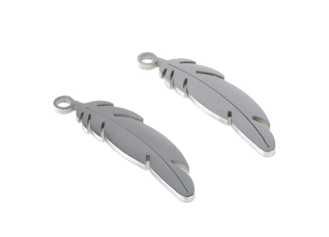 Stainless Steel Feather Charms - Feather Earrings and Pendant ...