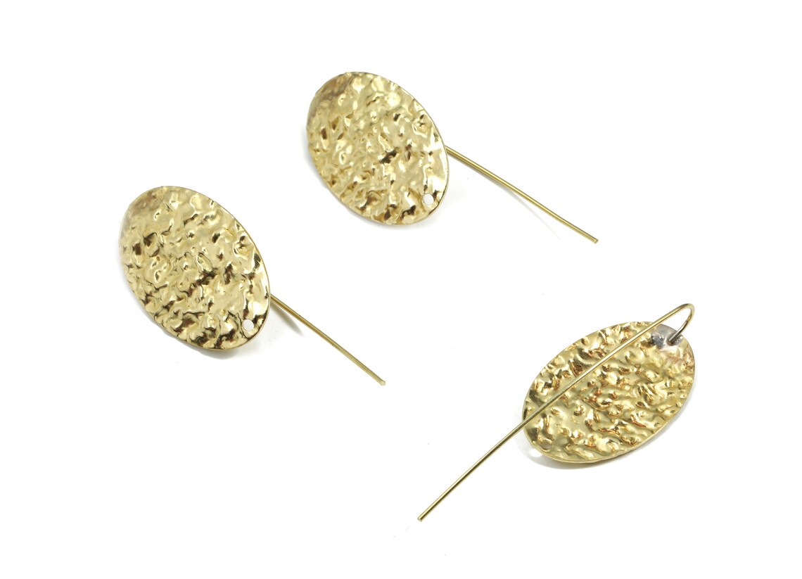 Brass Oval Earring Wire Raw Brass Wavy Oval Earring Hook - Etsy