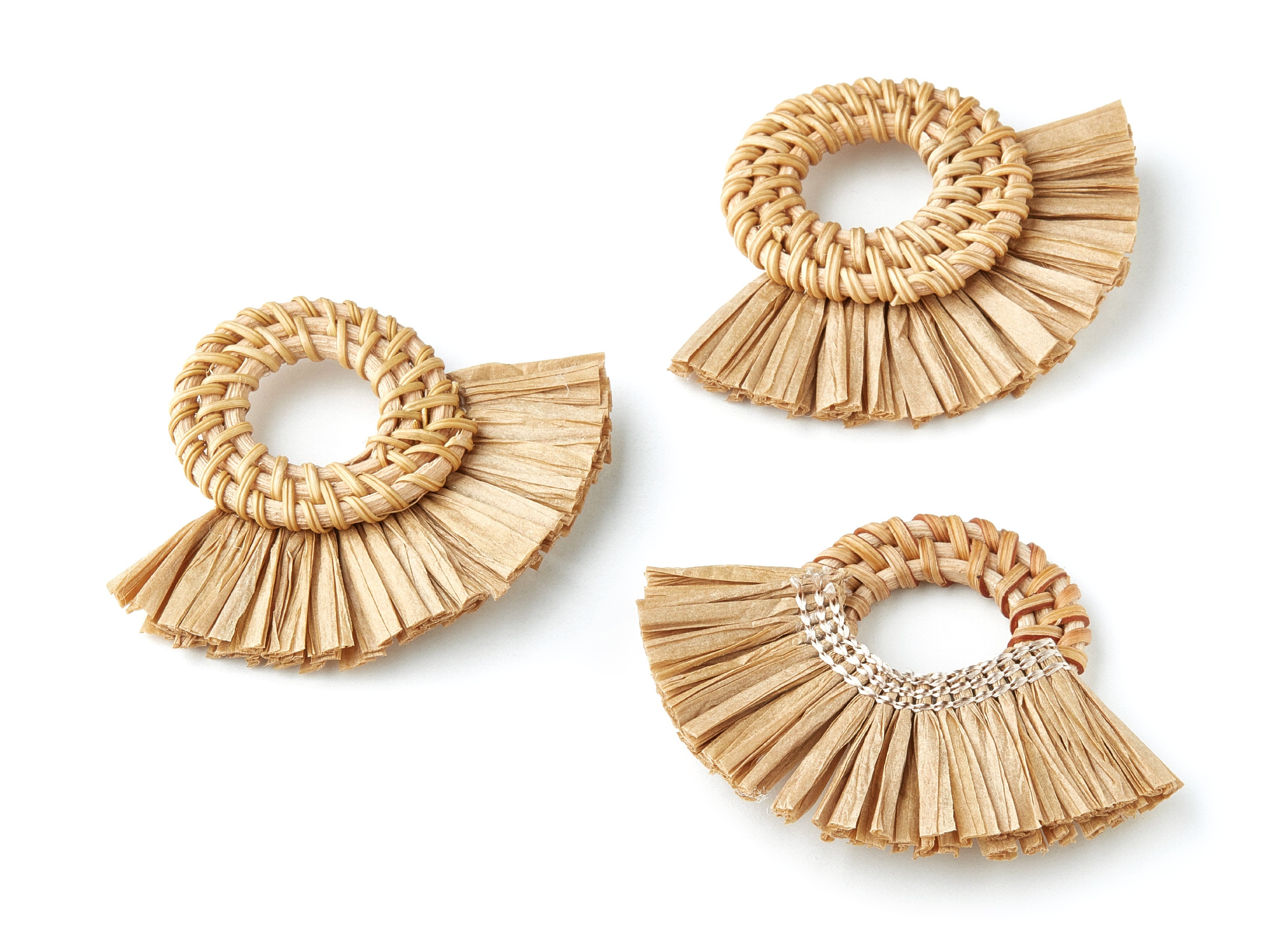 Handwoven Rattan With Raffia Tassels Charms Round Shaped - Etsy