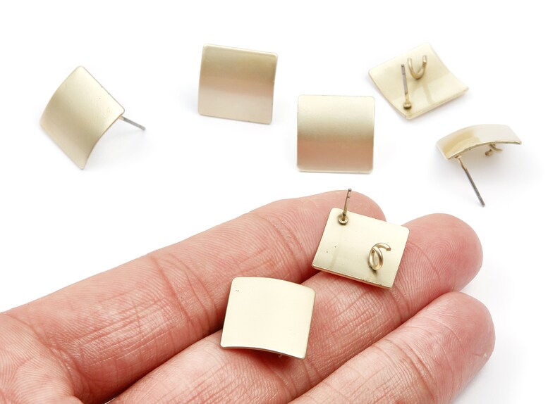 Iron Earring Stud Gold Tone Plated Square Shaped Earring - Etsy
