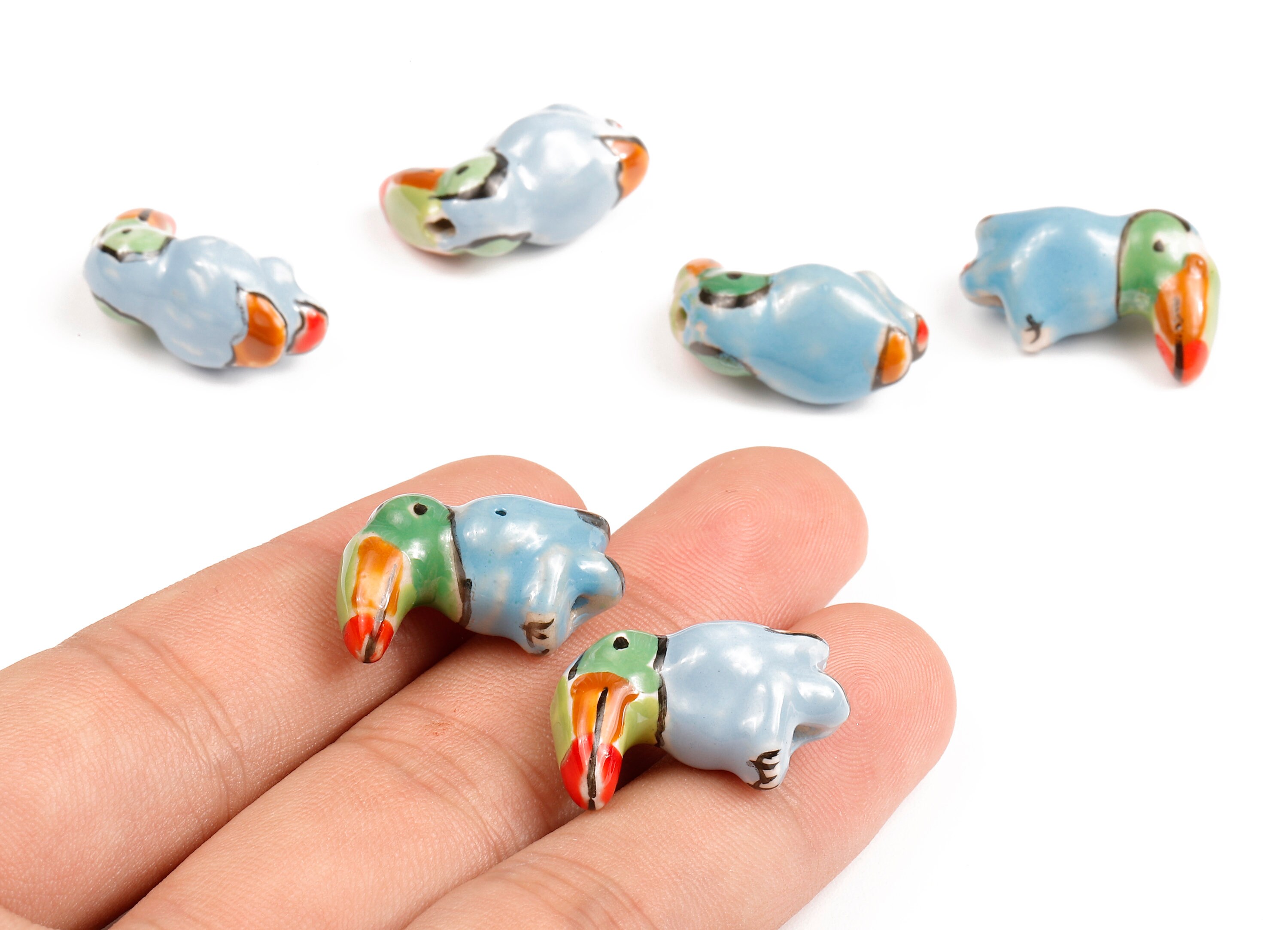 Glazed Ceramic Bird Beads Carved Bird Beads Handmade Beads - Etsy