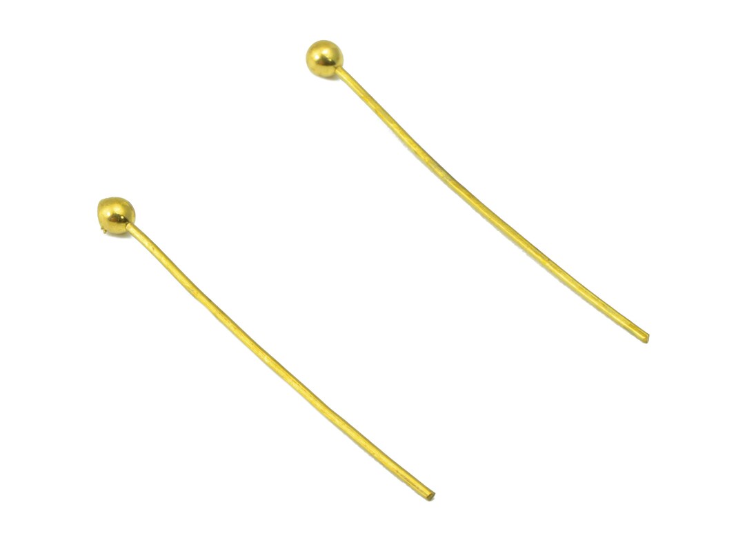 Brass Needle Ball Head Pin - Raw Brass Nail - Brass Slender Ball ...