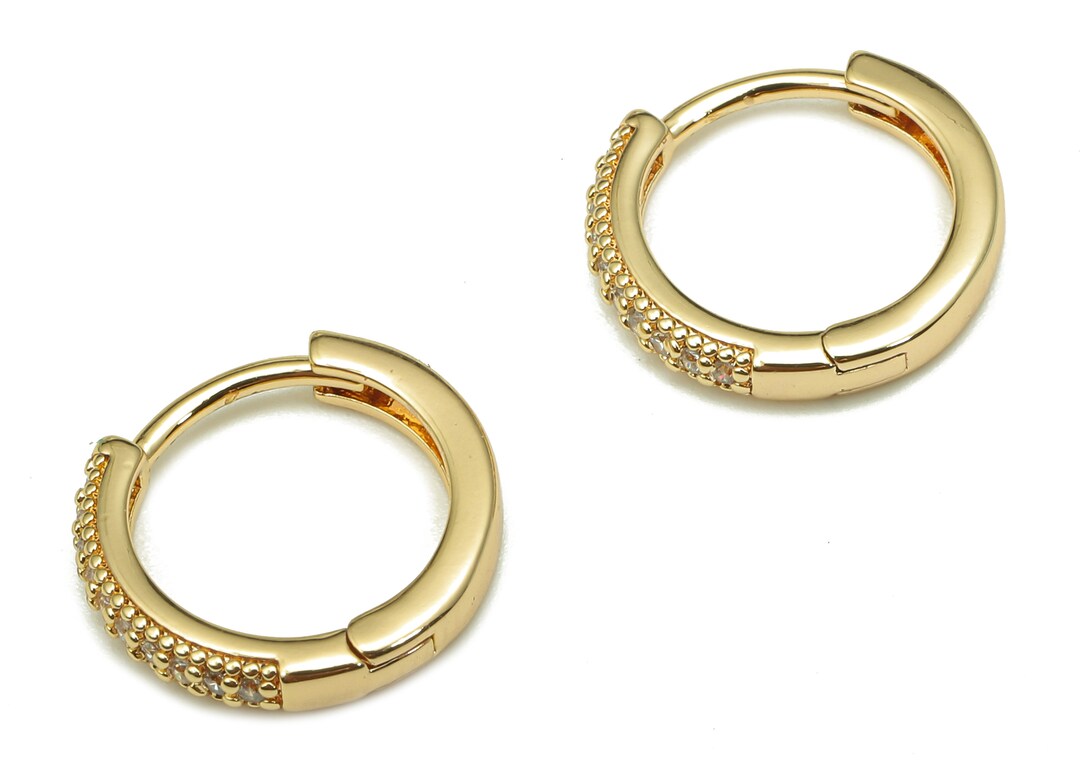 Brass Round Huggie Earring Clasp - Gold Huggie Hoop Earring - Circle ...