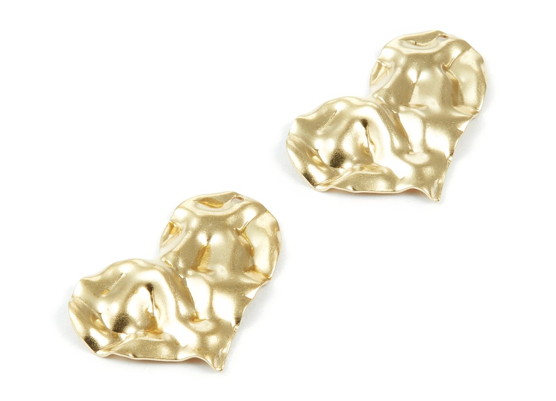 Brass Heart Charms - Wavy Heart Shaped Raw Brass Pendants - Earring ...