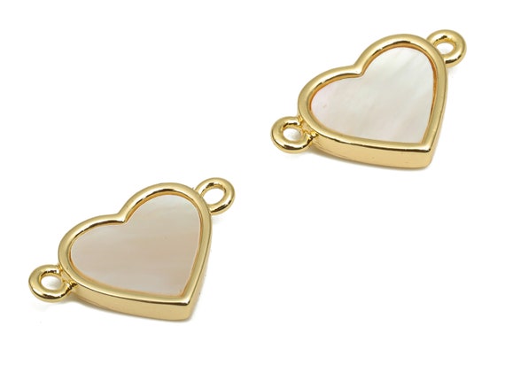 Brass Heart Connectors Brass MOP Shell Heart Connector 18K - Etsy