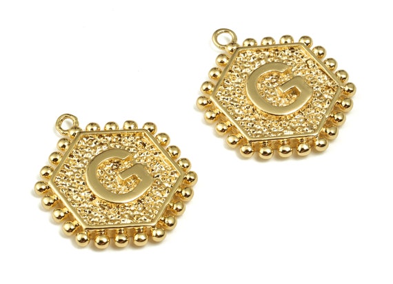 Brass Hexagon Letter G Charms Alphabet Pendant Charm 18K | Etsy