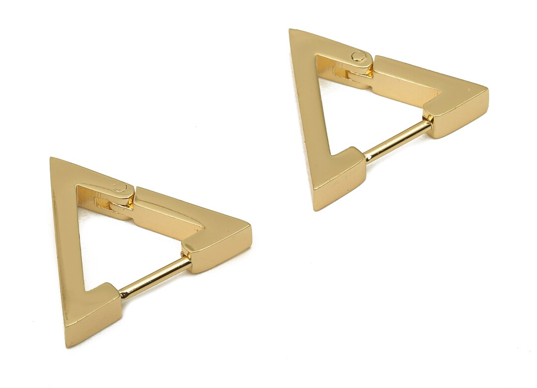 Brass Triangle Earrings Clasps - Brass Hoop Earrings - Brass Triangle ...