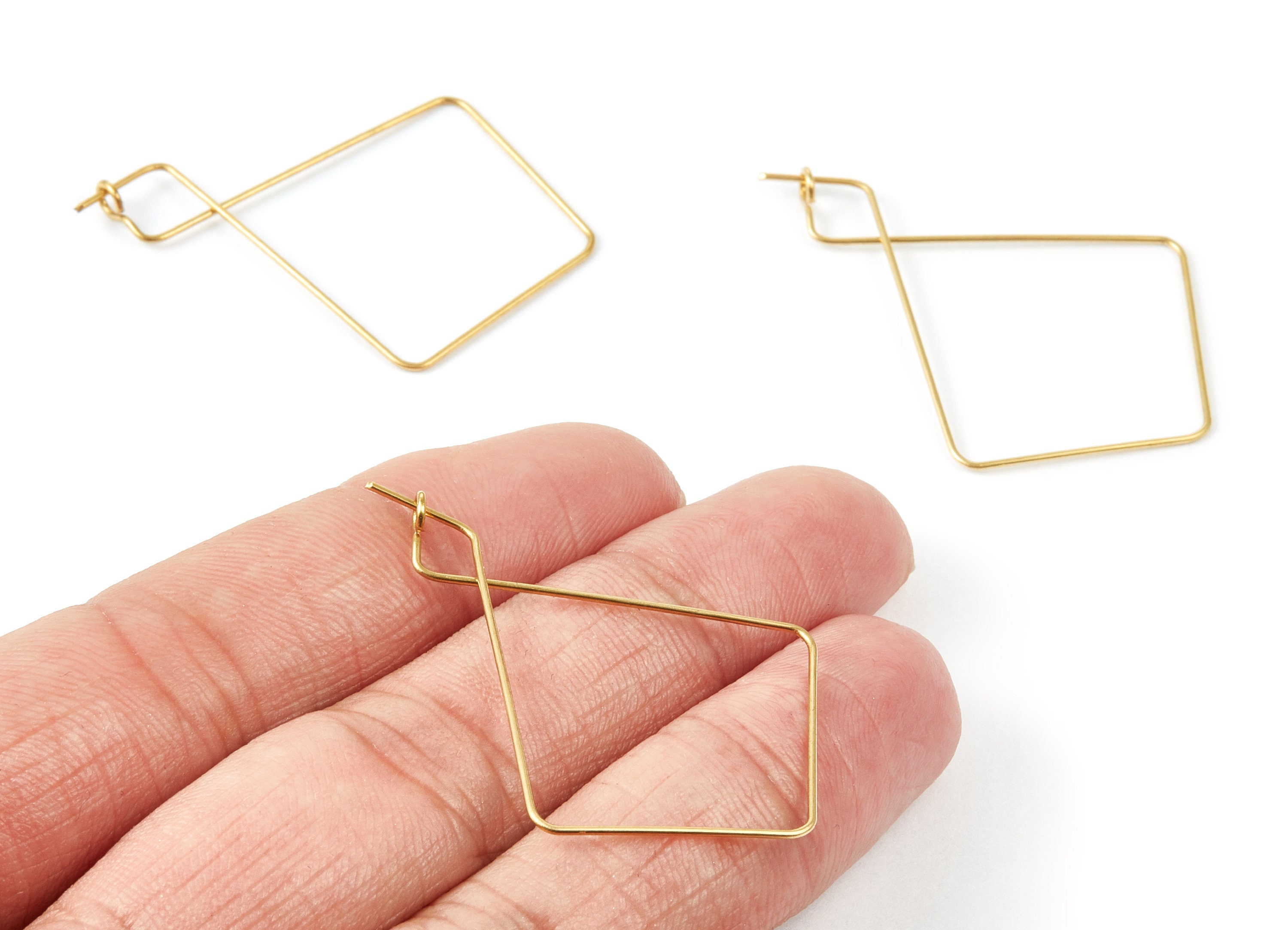 Brass Stud Earring Wire - Raw Brass Ear Hooks - Earring Findings ...