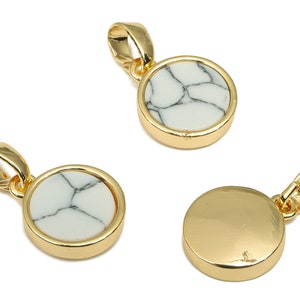 Brass Round White Stone Pendants - Synthetic Stone Pendant - 18K Real ...