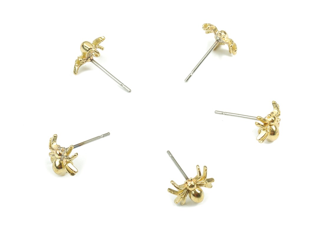 Brass Spider Earring Stud Raw Brass Spider Figure Post Surgical Stud ...