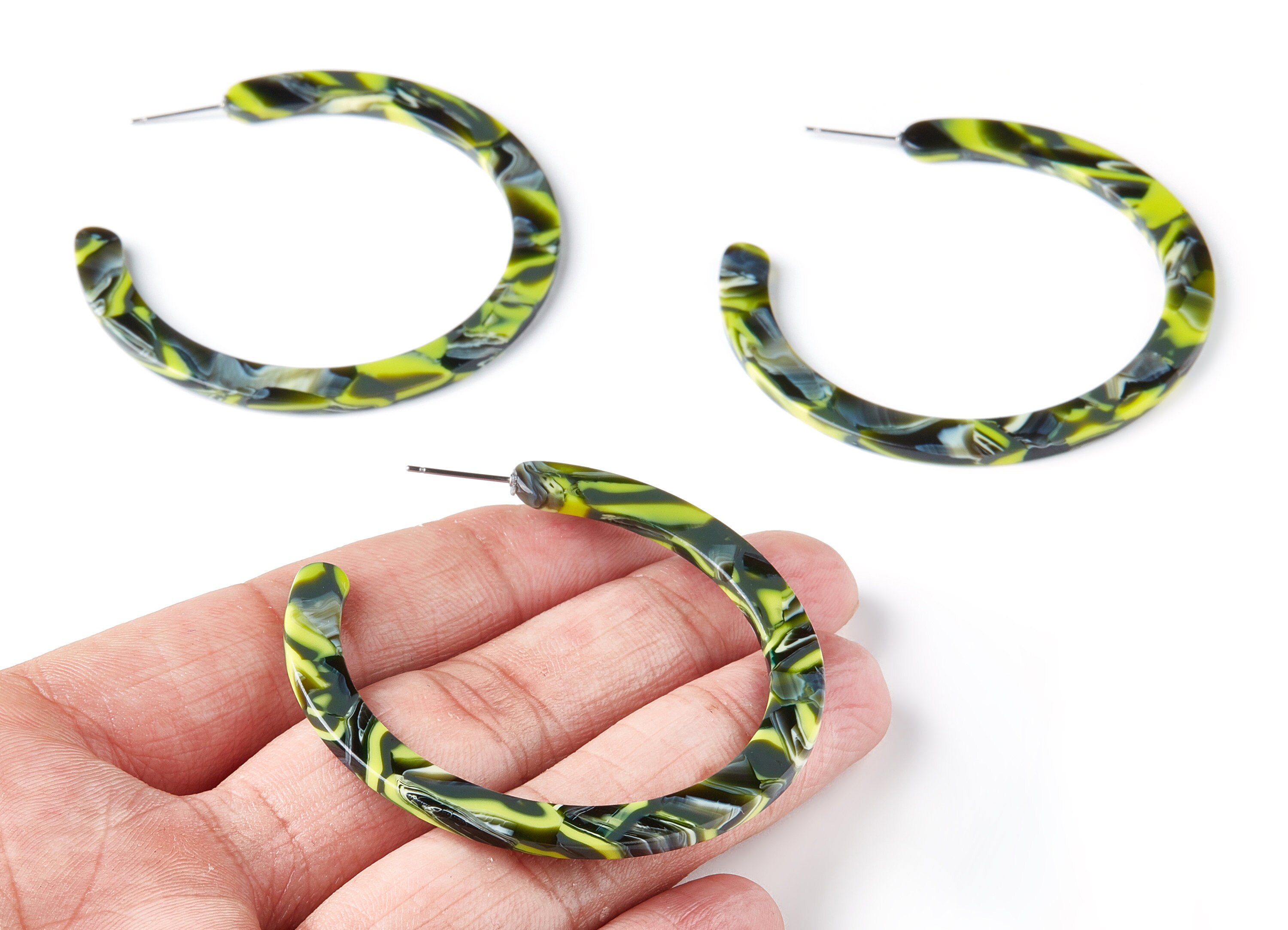 Open Hoop Earrings Stud 2.2 inch Hoop Earring Mix Acetate | Etsy