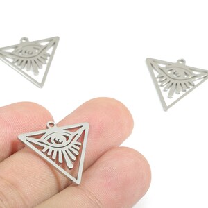 Stainless Steel Pyramid Eye Charms - Triangle Eye Earrings and Pendant ...