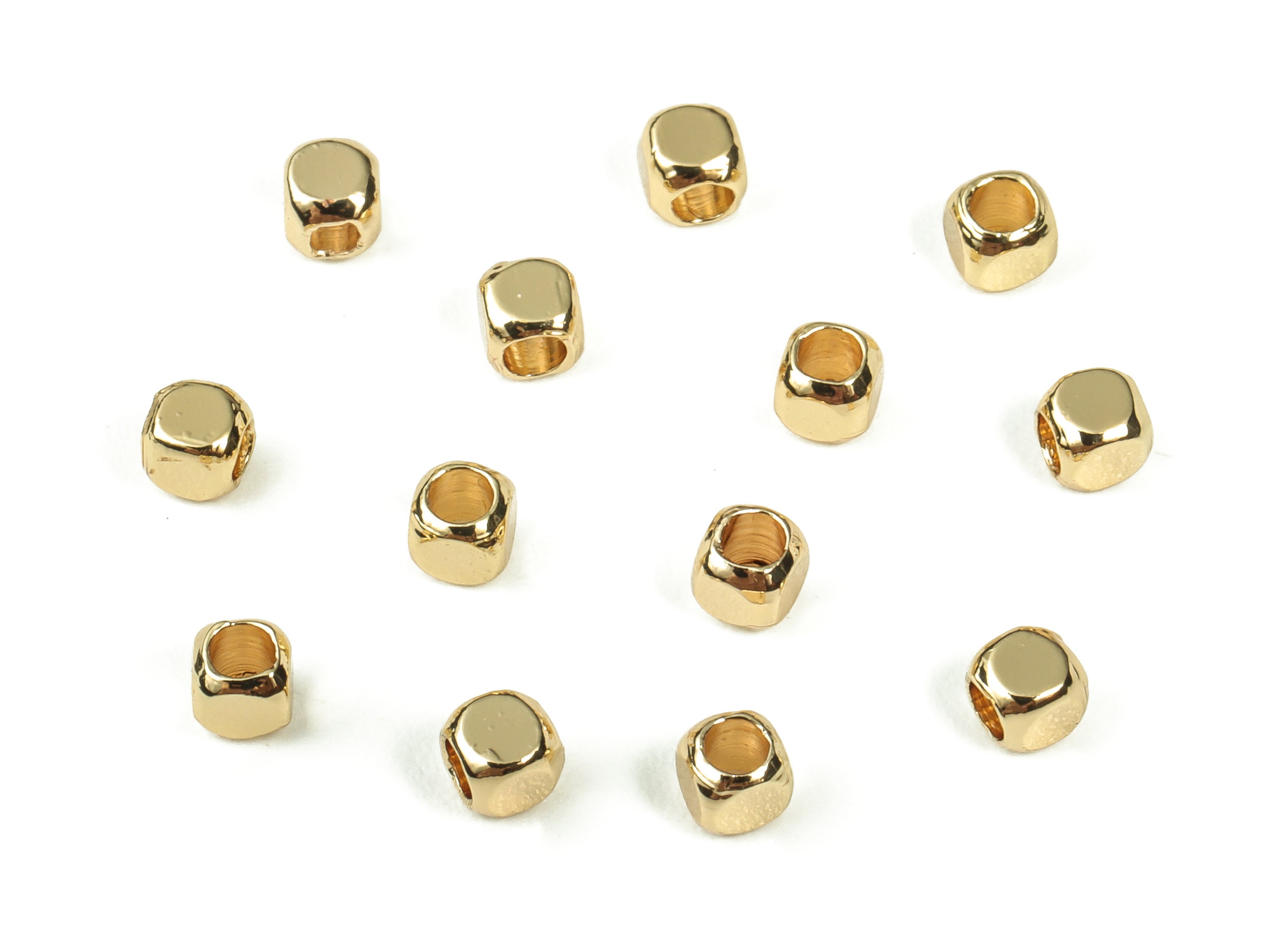 Brass Shiny Gold Plated Square Beads Gold Square Tube Beads | Etsy