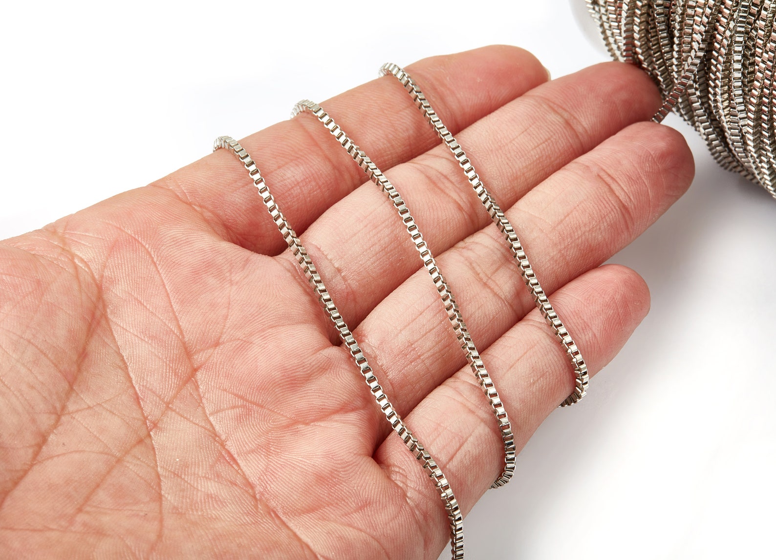 Cube Box Chain Link Square Chain Silver Tone Plated Chain | Etsy