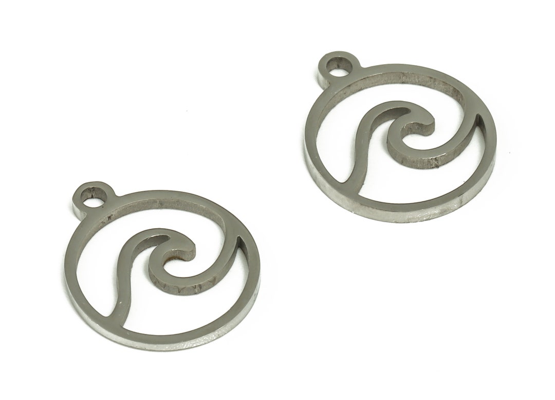 Stainless Steel Round Wave Charms –hallow Ocean Wave Circle Earring ...