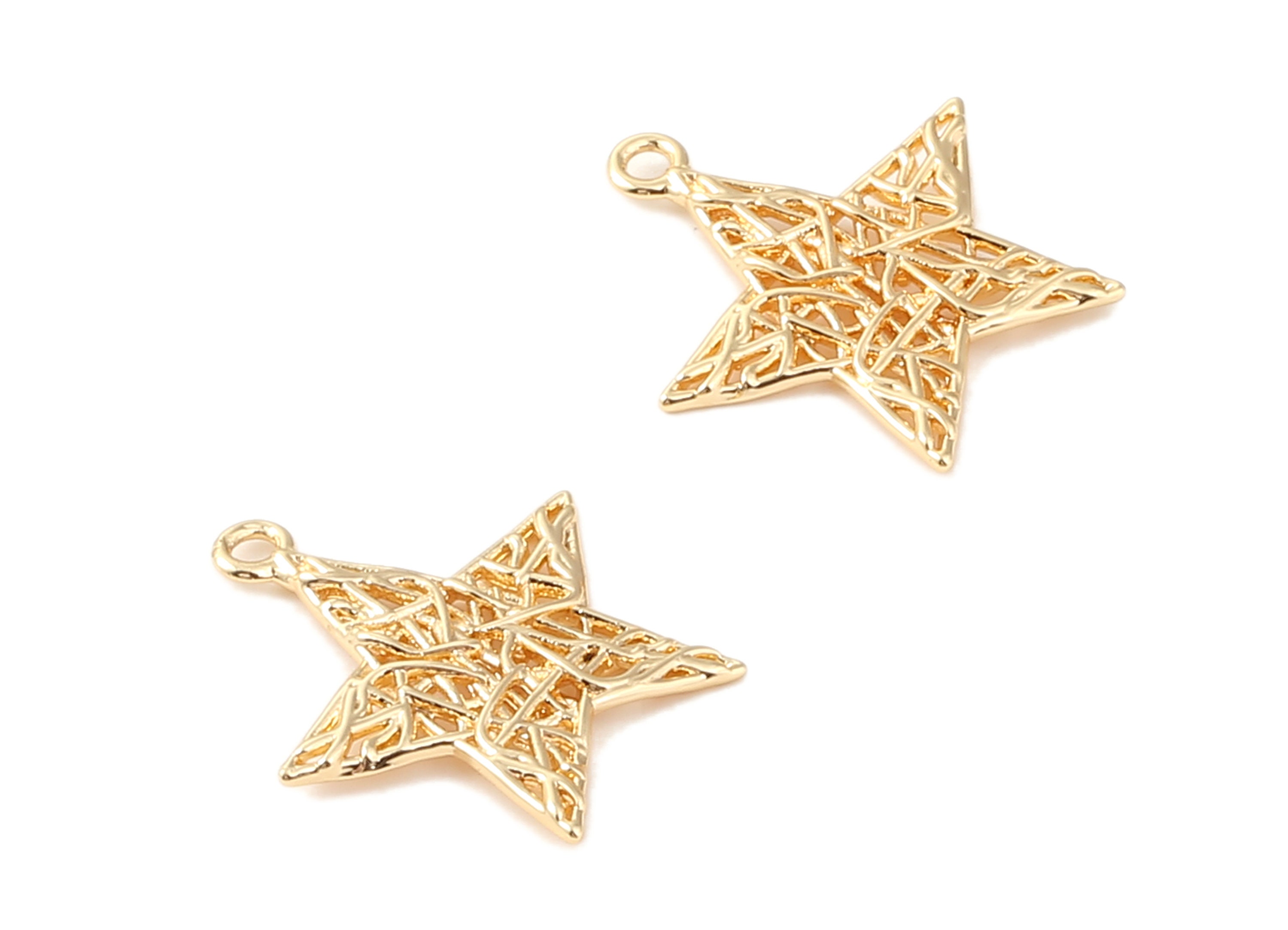 Brass Star Charms Brass Star Pendant 18K Real Gold Plated - Etsy