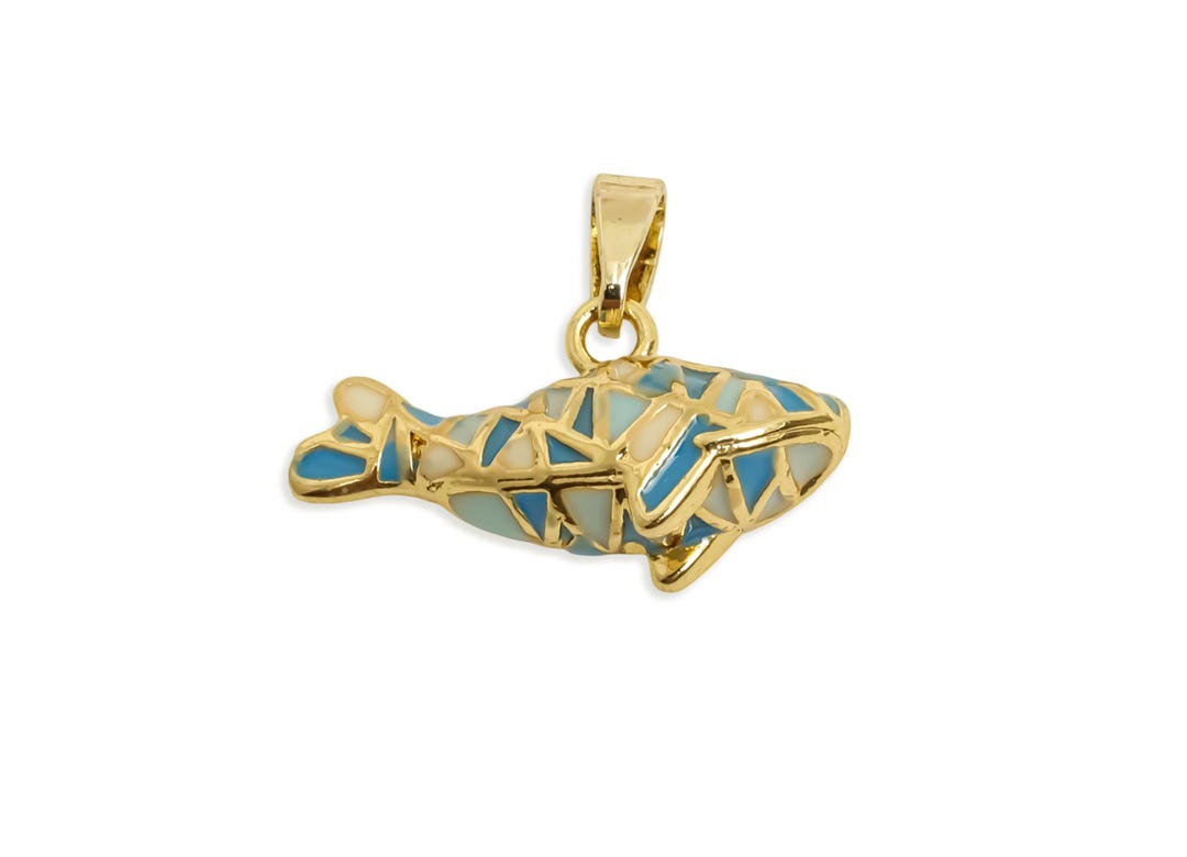 Mosaic Fish Pendant - Marine Life Pendant - Brass Ocean Animal Jewelry ...