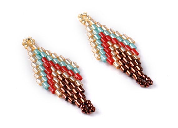Toho Beaded Rhombus Charms Japanese Seed Beads Handmade - Etsy