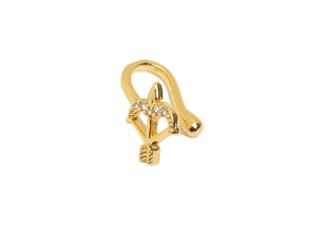 Brass Gold Nose Clip - Bow and Arrow Nose Clip - Zircon Arrow Nose Clip ...