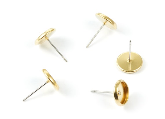 Earring Post Stud With Raw Brass Head Stainless Steel - Etsy