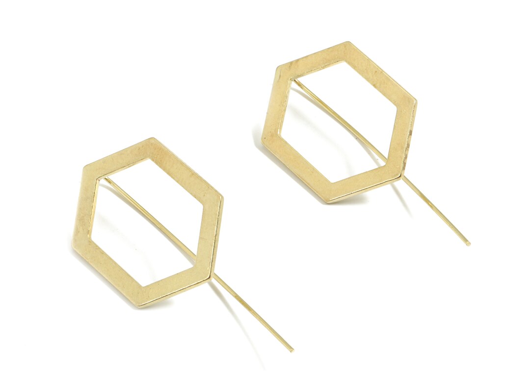 Brass Hexagon Earring Wire Raw Brass Hexagon Earring Hook Earring Hook Jewelry Supplies ...