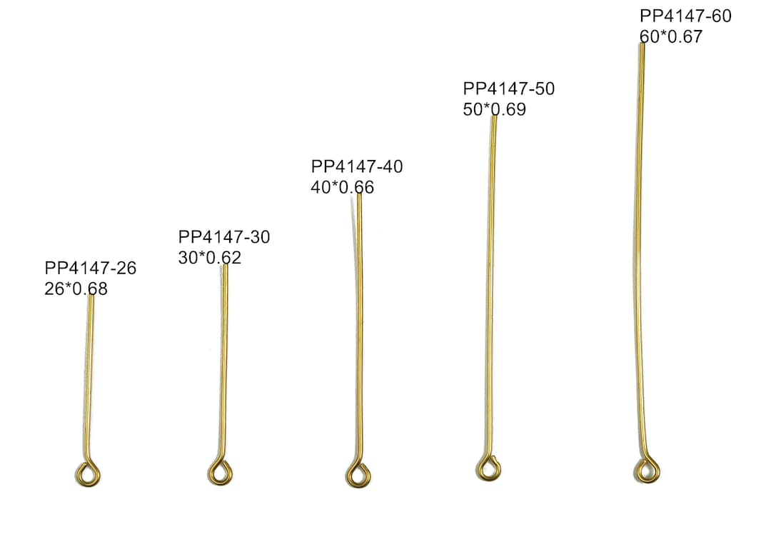 Brass Eye Pins – Raw Brass Wire With Loop - Shiny Brass Eye Pin – Solid ...