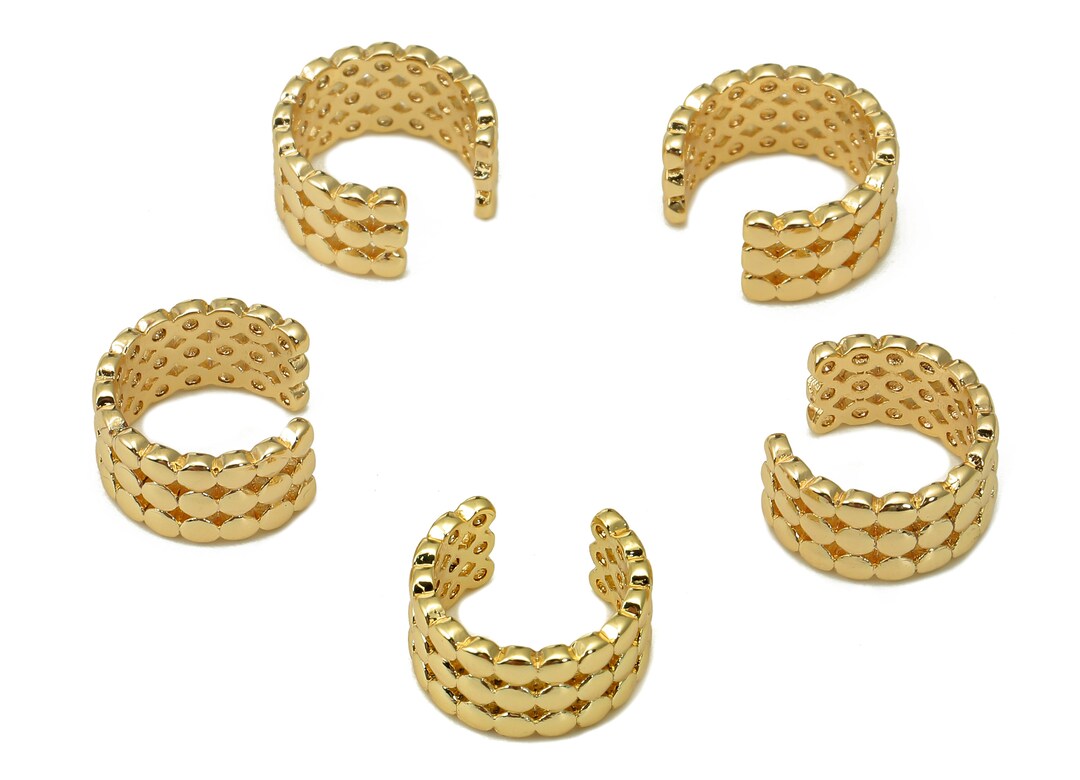 Brass Spot Open Round C Ring - Wide Hollow Hoop Earring Cuff - Circle ...