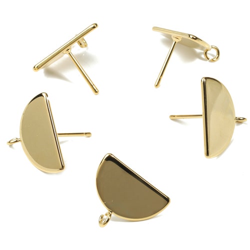 Brass Oval Earing Stud Brass Oval Earring Post 18K Real - Etsy