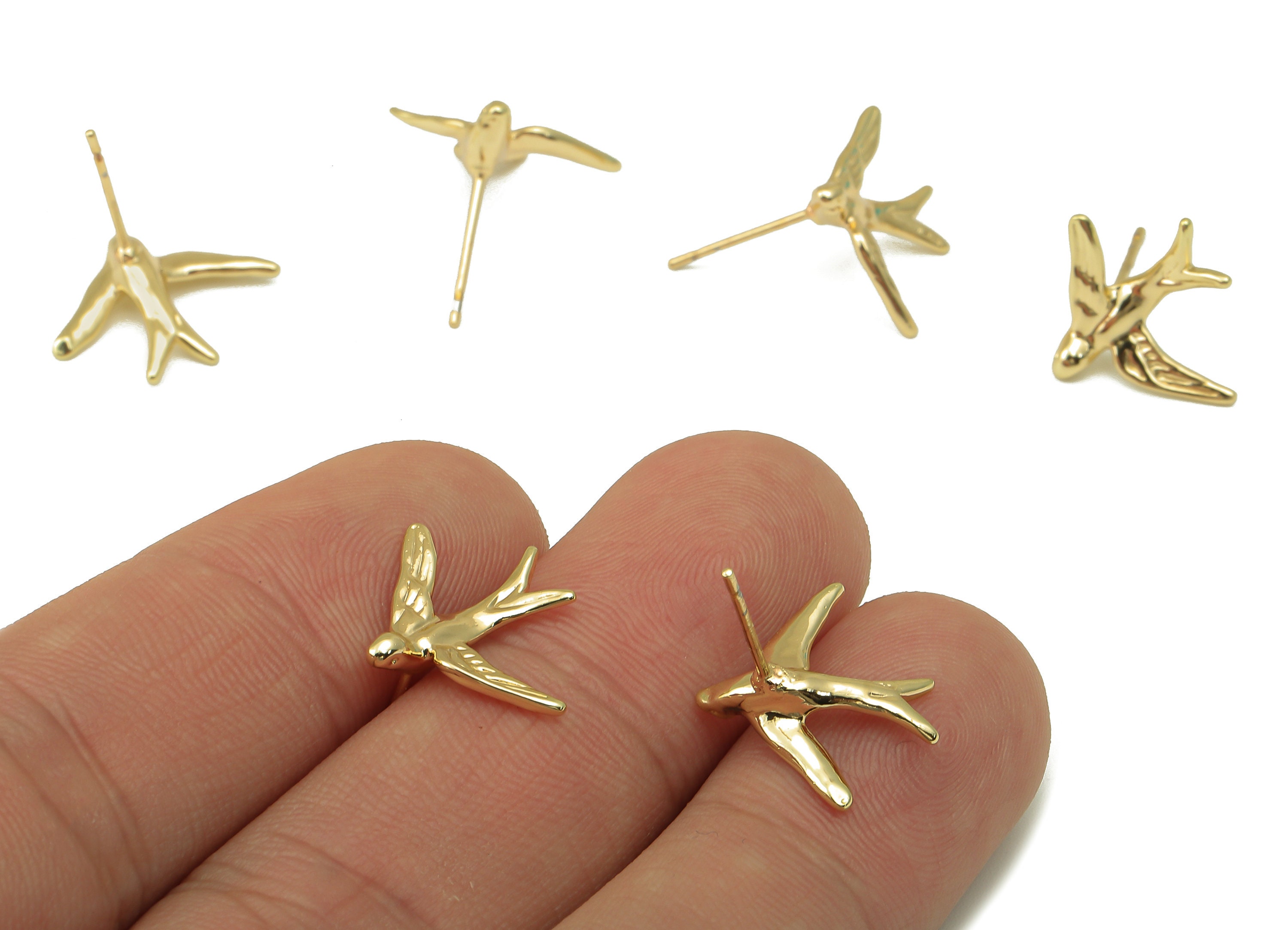 Brass Fly Bird Earring Brass Swallow Earring Post Animal - Etsy