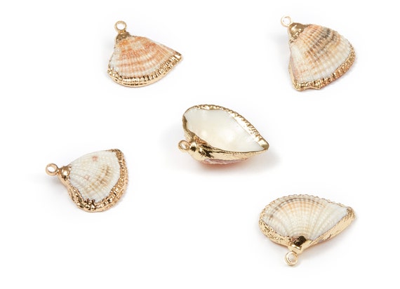 Mussel Shell Charms Seashell Earrings and Pendant Gold | Etsy