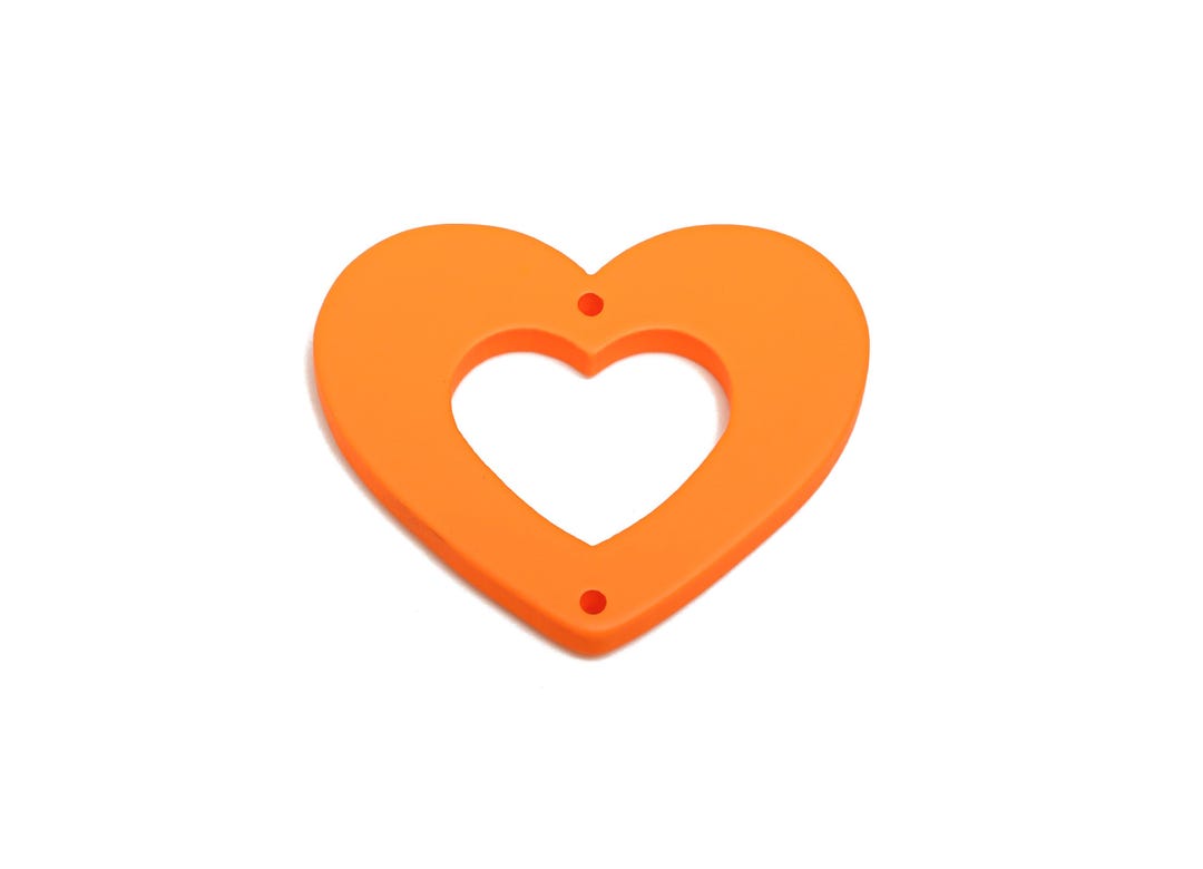 Acrylic Orange Heart Connector - Matte Heart Charm - DIY Lightweight ...