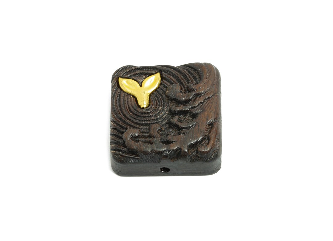 Artisan Crafted Whale Tail Bead - Black Wood Marine Charm - Wood Ocean ...