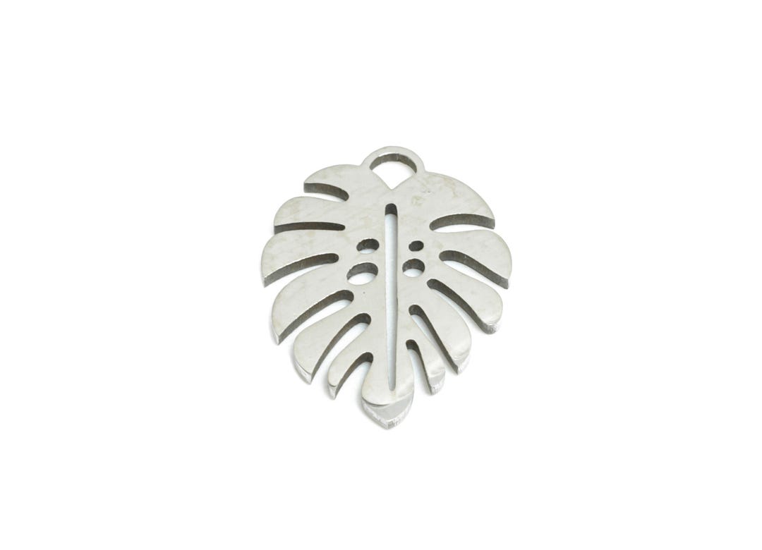 Monstera Leaf Pendant - Steel Tropical Leaf Jewelry - Botanical Jewelry ...