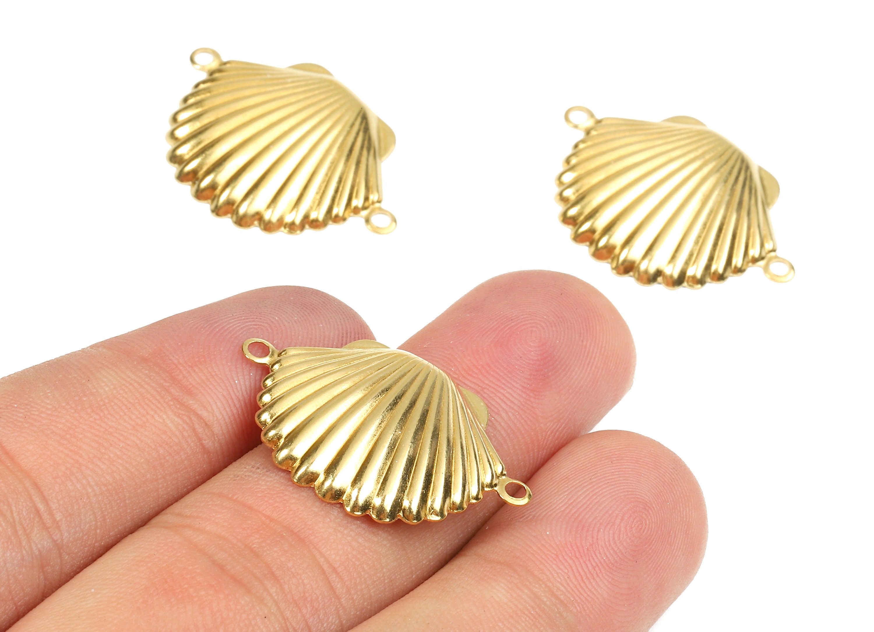 Brass Shell Connectors Raw Brass Shell Connectors Brass - Etsy