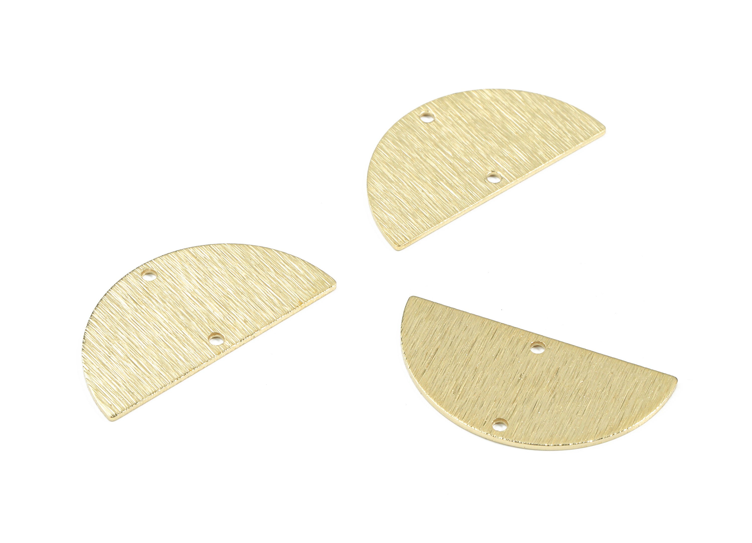 Brass Semi Circle Connector - Raw Brass Textured Half Moon Connector ...