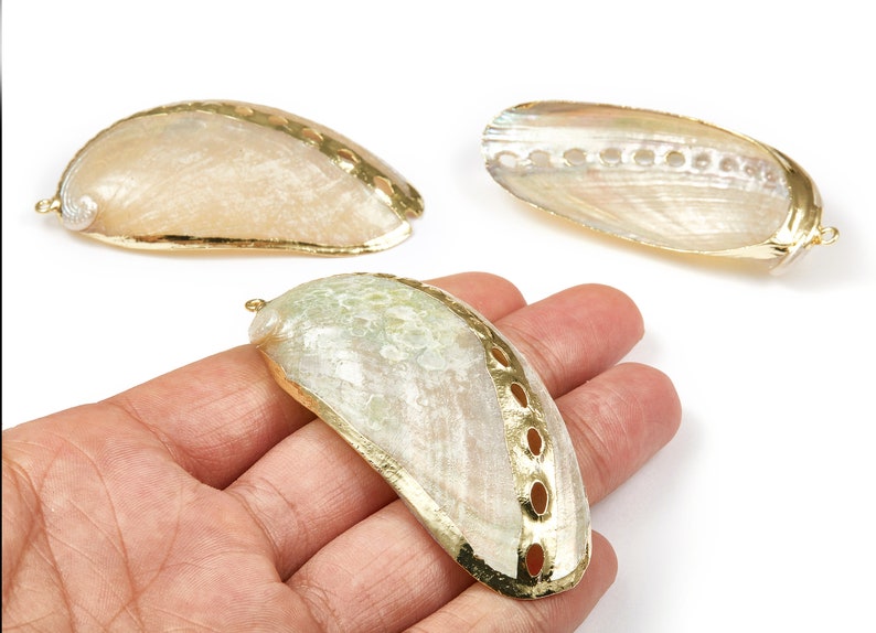 Mussel Shell Charms Seashell Pendant Gold Tone Plated | Etsy