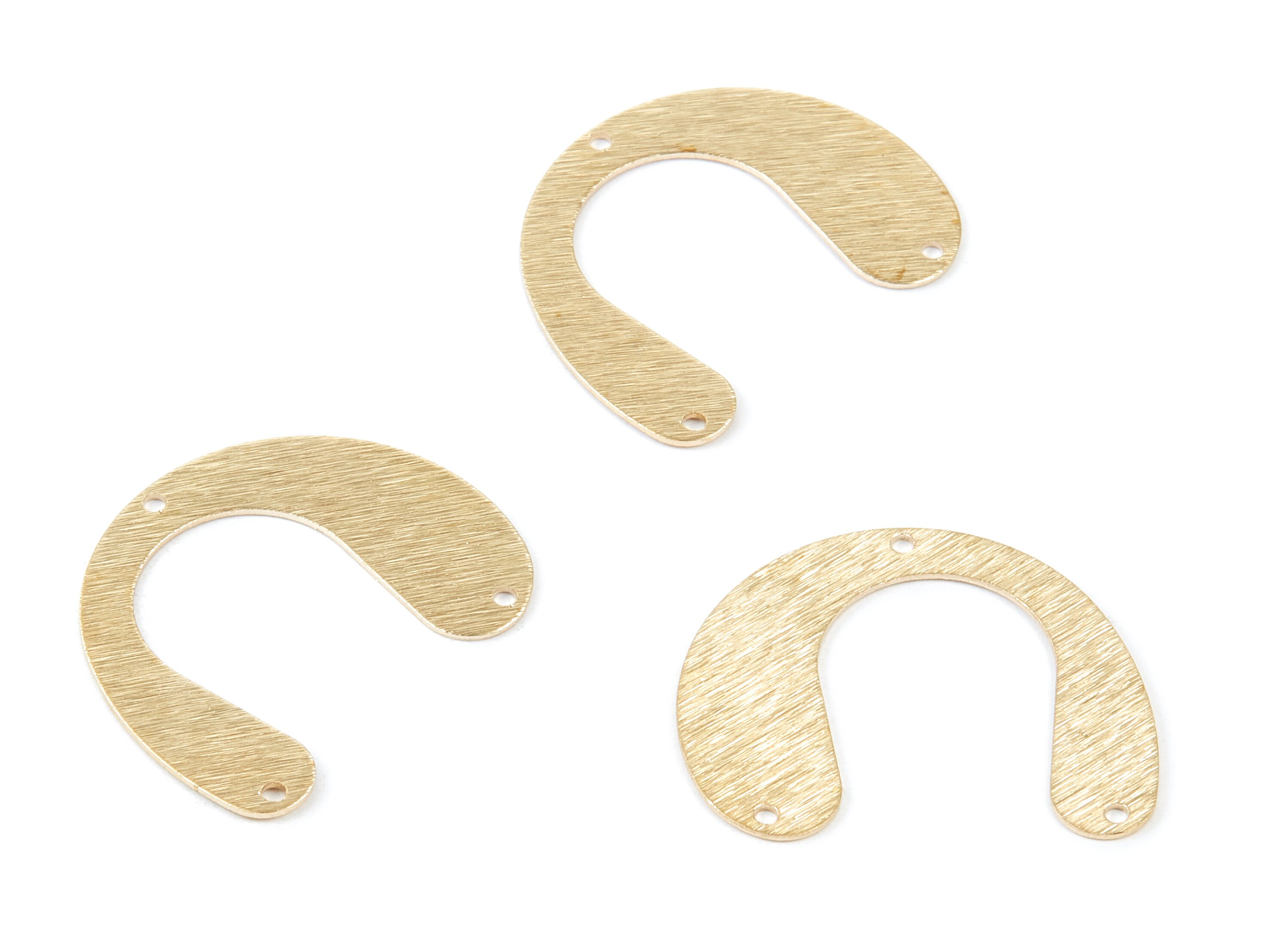 Brass U Charms - Textured U Shaped Raw Brass Connectors With 3 Holes ...