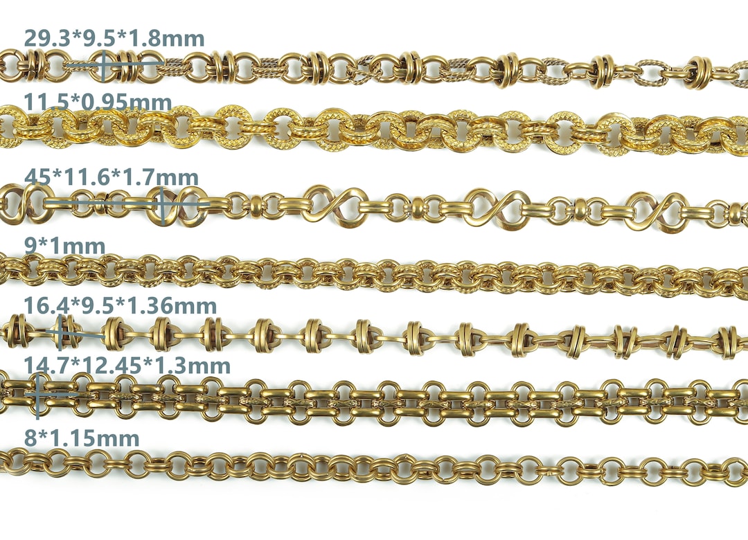 Double Link Cable Chain - Raw Brass Textured Round Rolo Chain - Large ...