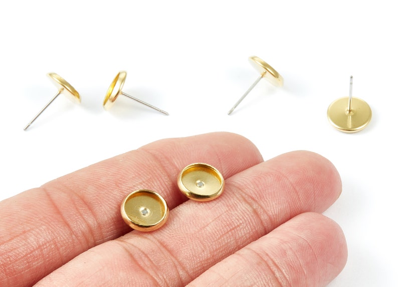 Earring Post Stud With Raw Brass Head Stainless Steel - Etsy