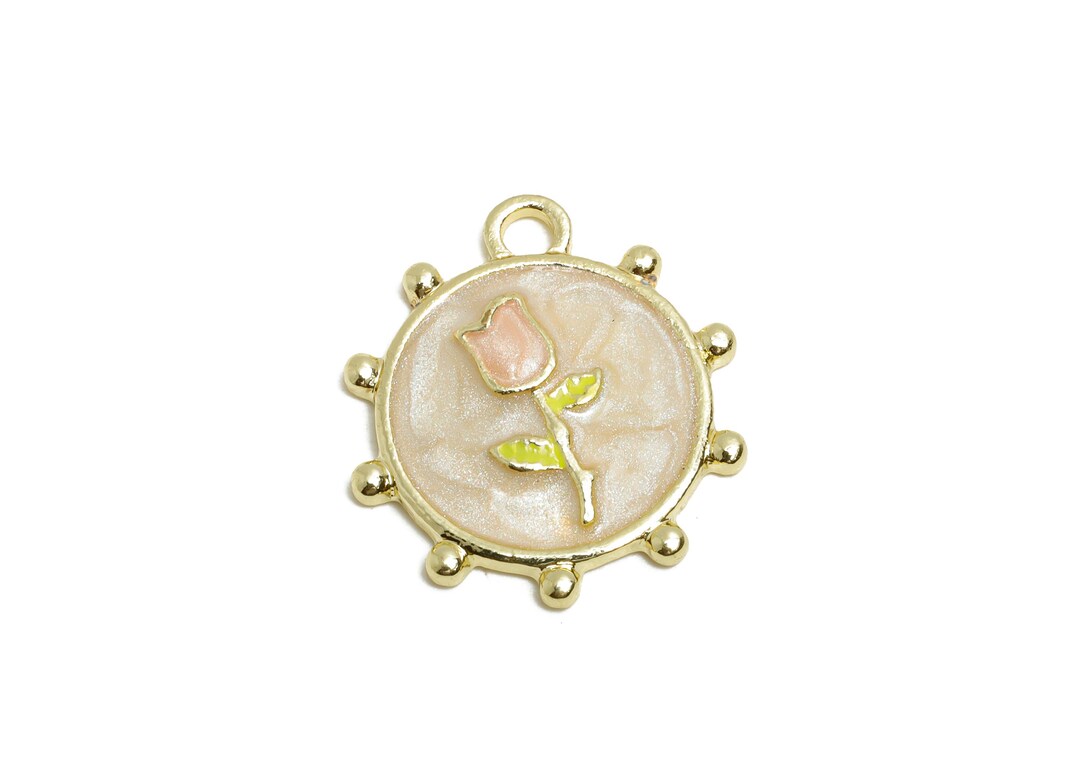 Alloy Enamel Tulip Charm - Classic Floral Jewelry Piece - Kawaii Style ...