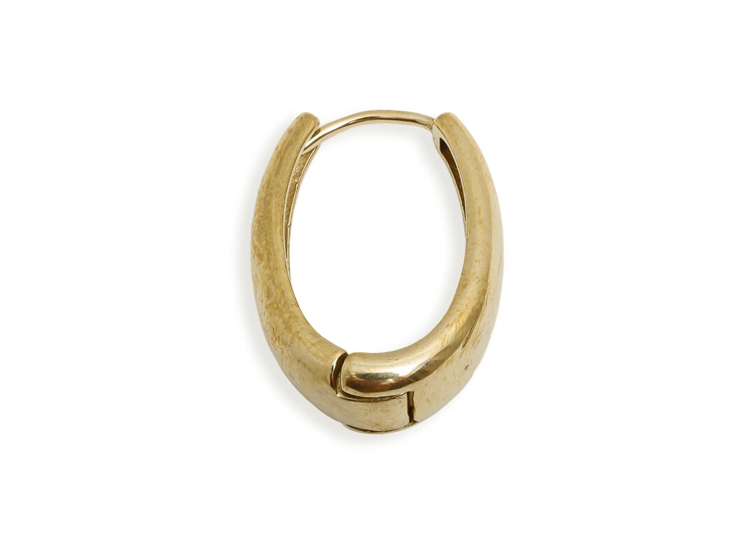 Raw Brass Oval Hoop Clasp - Geometry Huggie Hoop Clasp - Minimalist ...