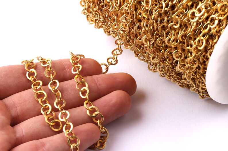 Flat Round Link Cable Chain Raw Brass Unsoldered Brass | Etsy