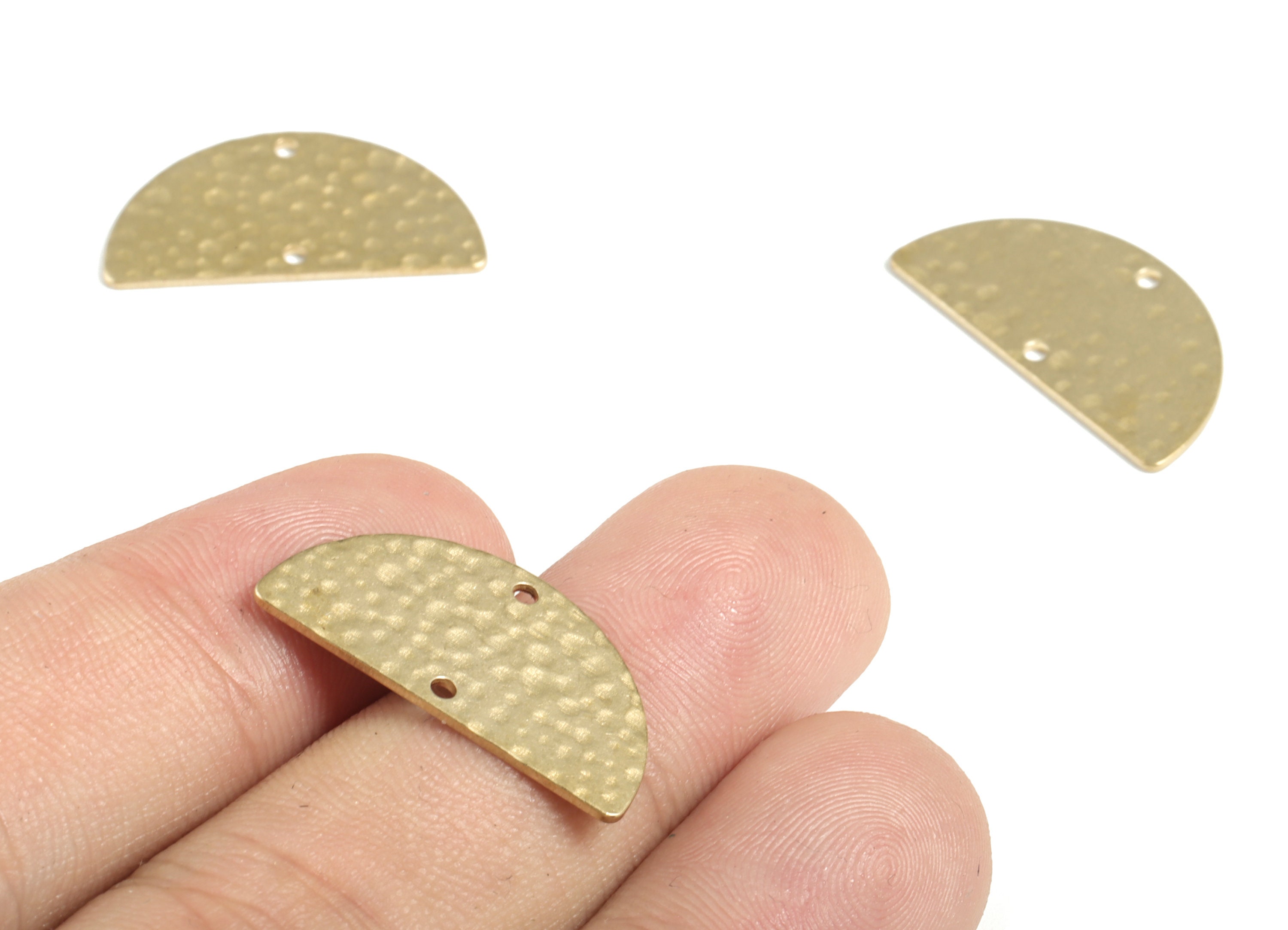 Brass Hammered Half Moon Connector - Raw Brass Semi Circle Earring ...