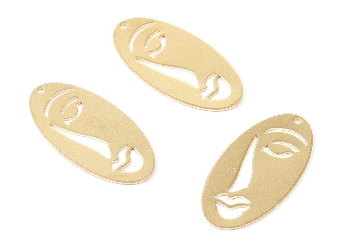 Brass Face Charms Face Shaped Raw Brass Pendant Brass - Etsy