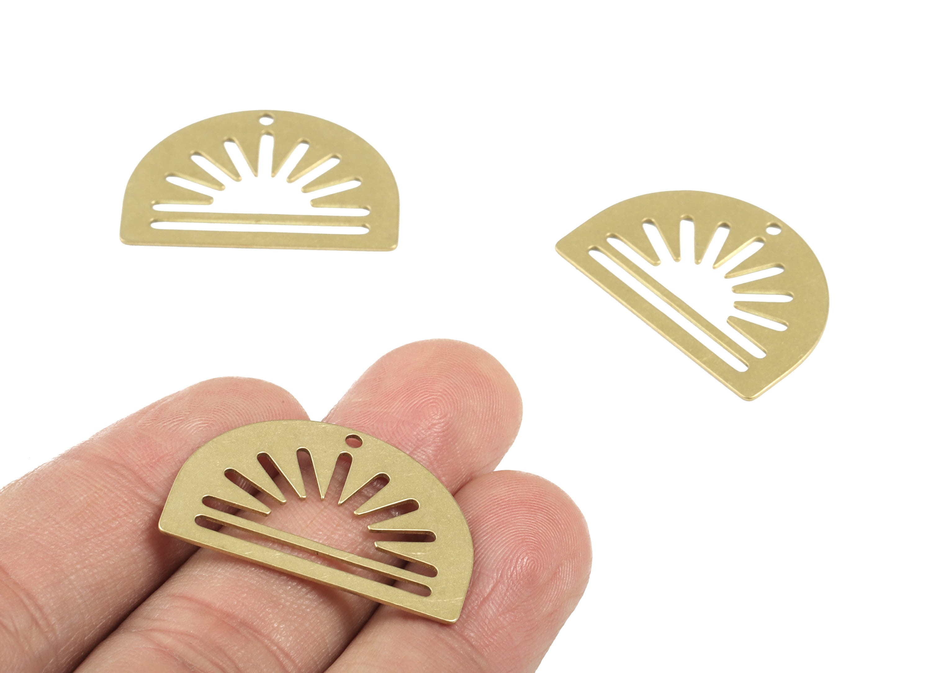 Half Moon Sun Earring Charms Raw Brass Semicircle Charms - Etsy