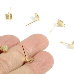 Brass Square Earring Stud - Brass Square Earring Post With Loop - 18K ...