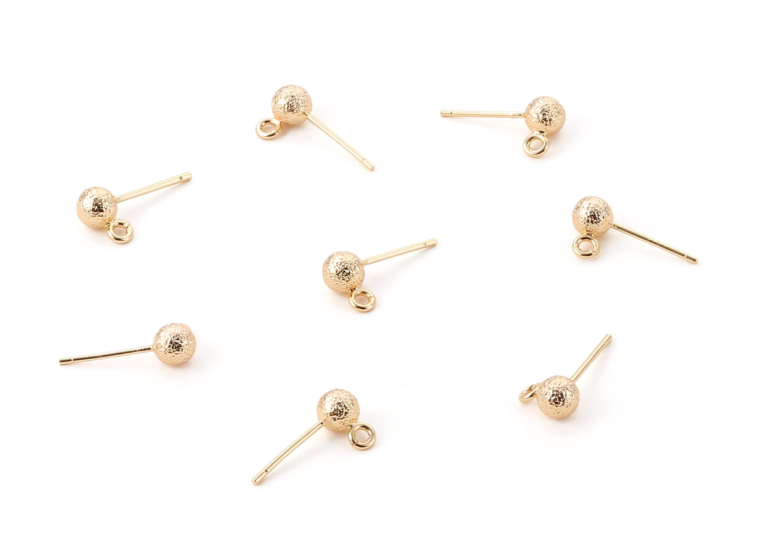 Brass Earring Post With Ball Pad Studs Brass Ball Posts - Etsy