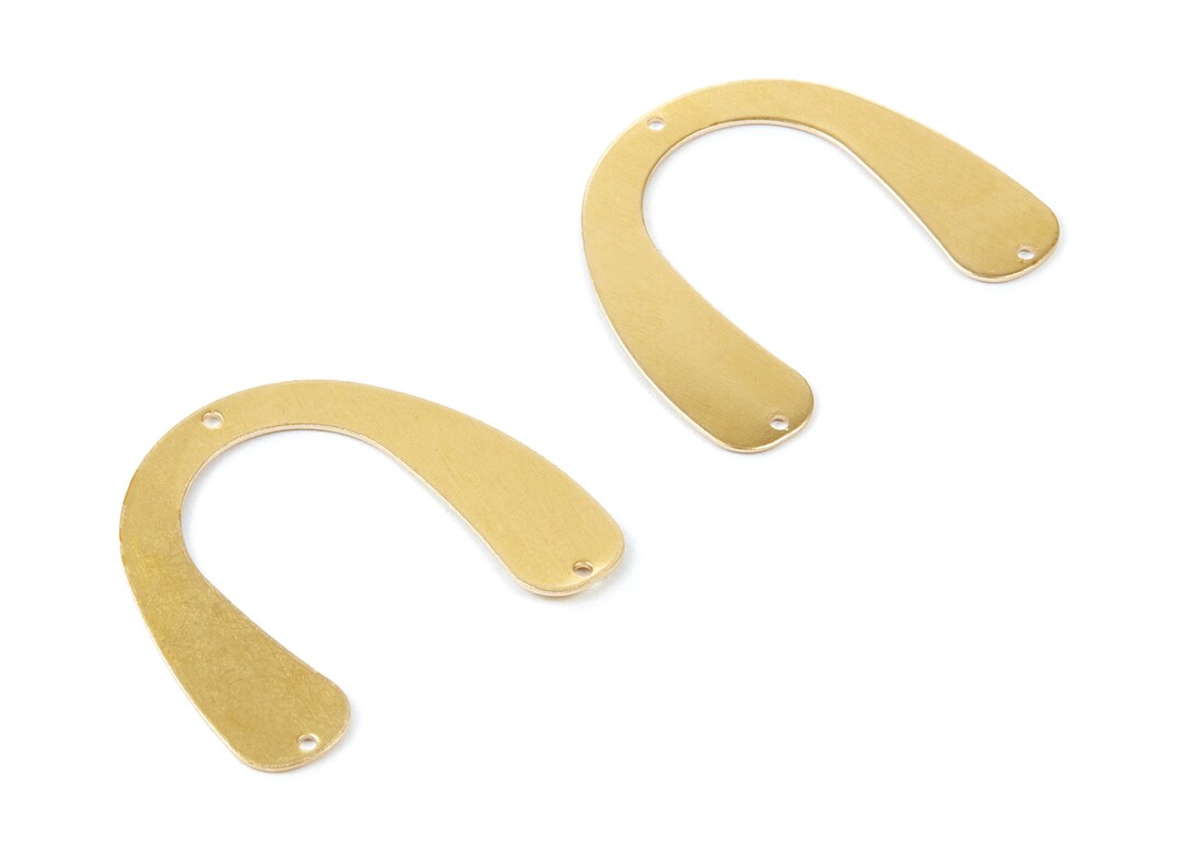 Brass U Charms - U Shaped Raw Brass Connectors With 3 Holes - Jewelry ...